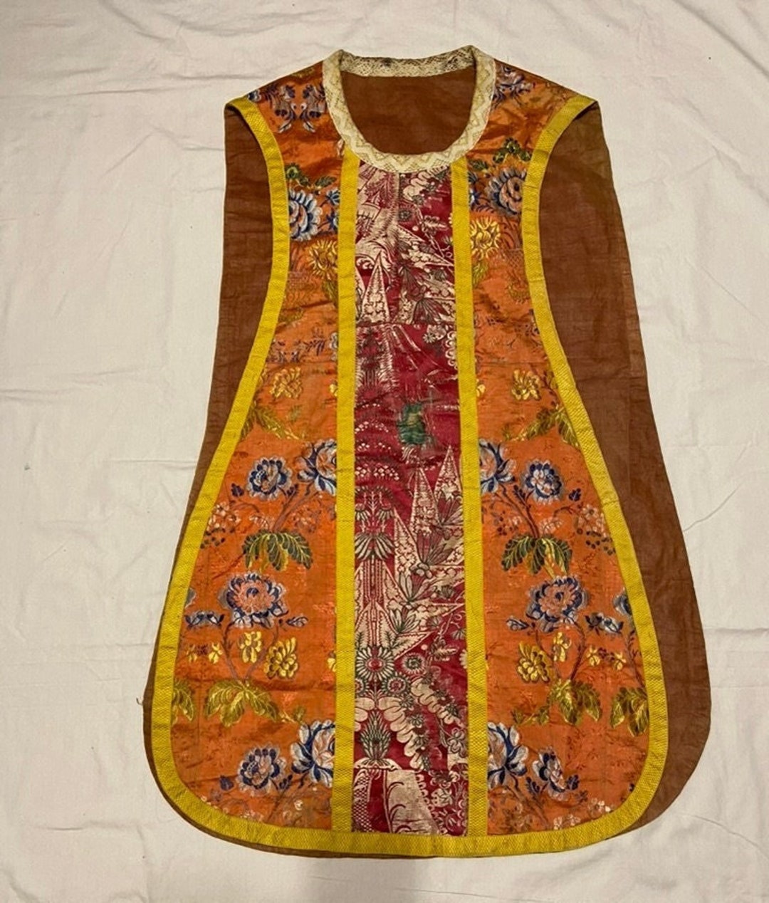 Antique Church Christian Priest IHS Embroidery Vestment, Chasuble Robe ...