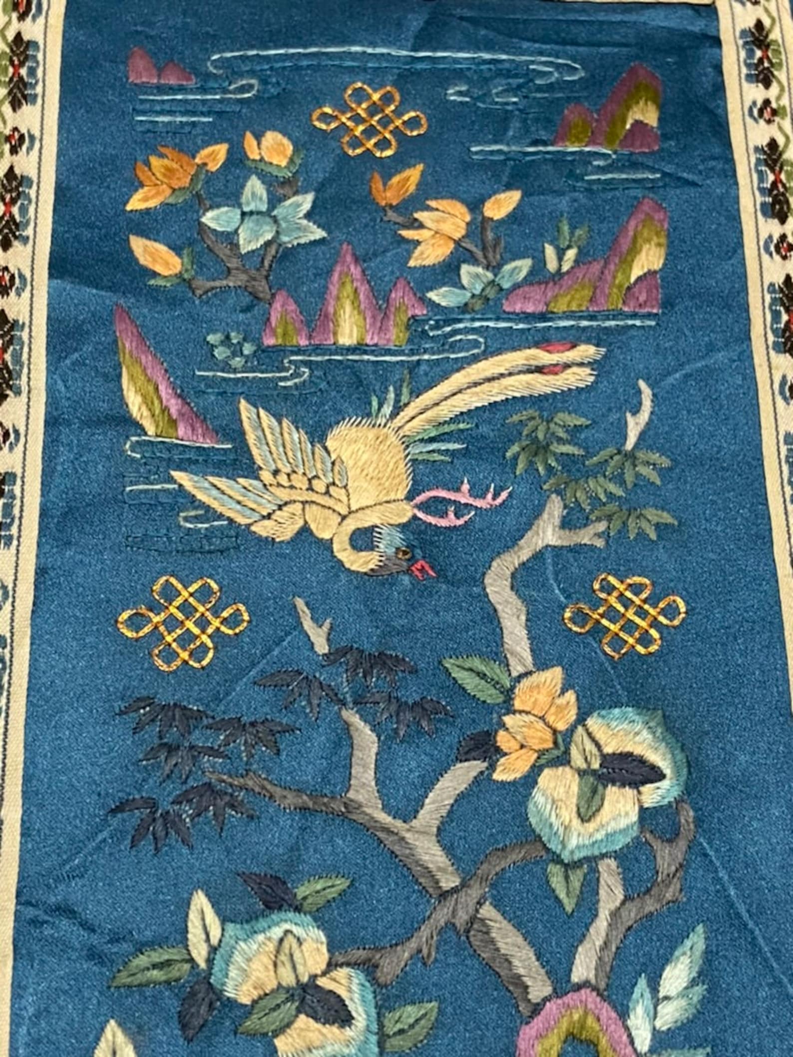 Antique Chinese Tapestry Antique Chinese Textile Floral Wall Hanging ...