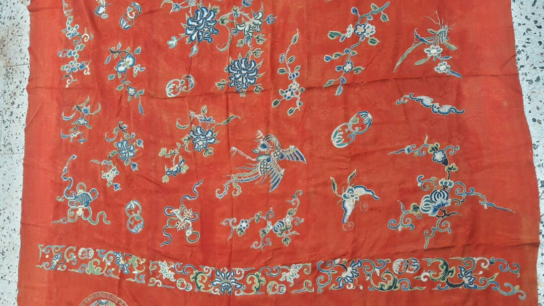 Antique Qing Dynasty Embroidery , Forbidden Stitched Peking Embroidered ...