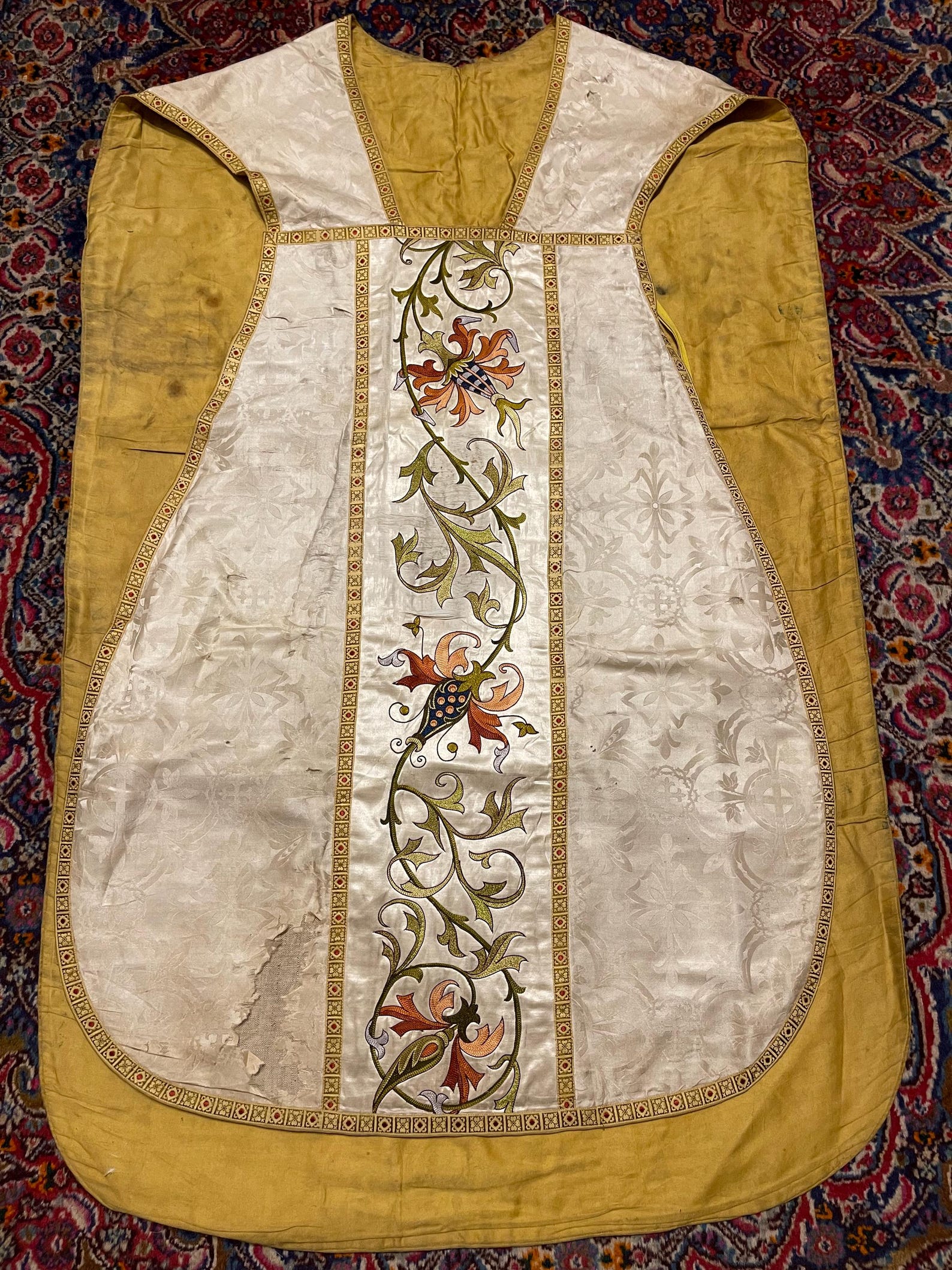 Antique Church Christian Priest IHS Embroidery Vestment, Chasuble Robe ...