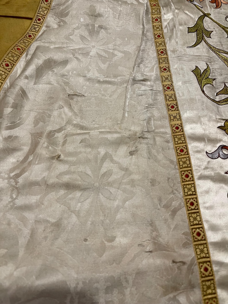 Antique Church Christian Priest IHS Embroidery Vestment, Chasuble Robe ...