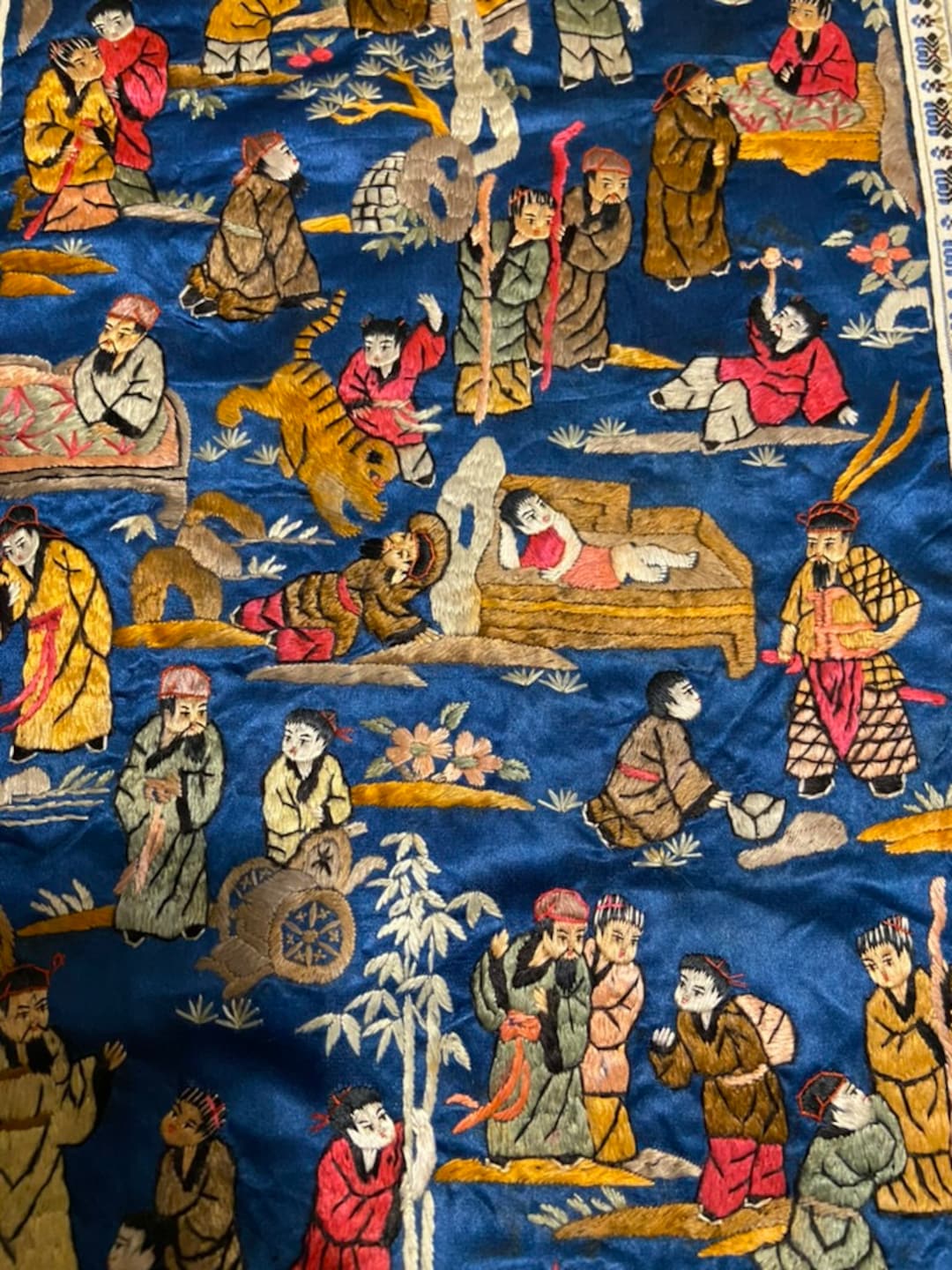 Antique Chinese Tapestry Antique Chinese Textile Floral Wall Hanging ...