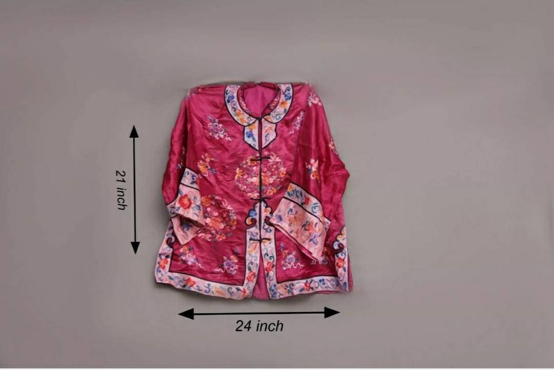 Antique Chinese Qing Dynasty Silk Embroidered Textile Women Collar Robe ...