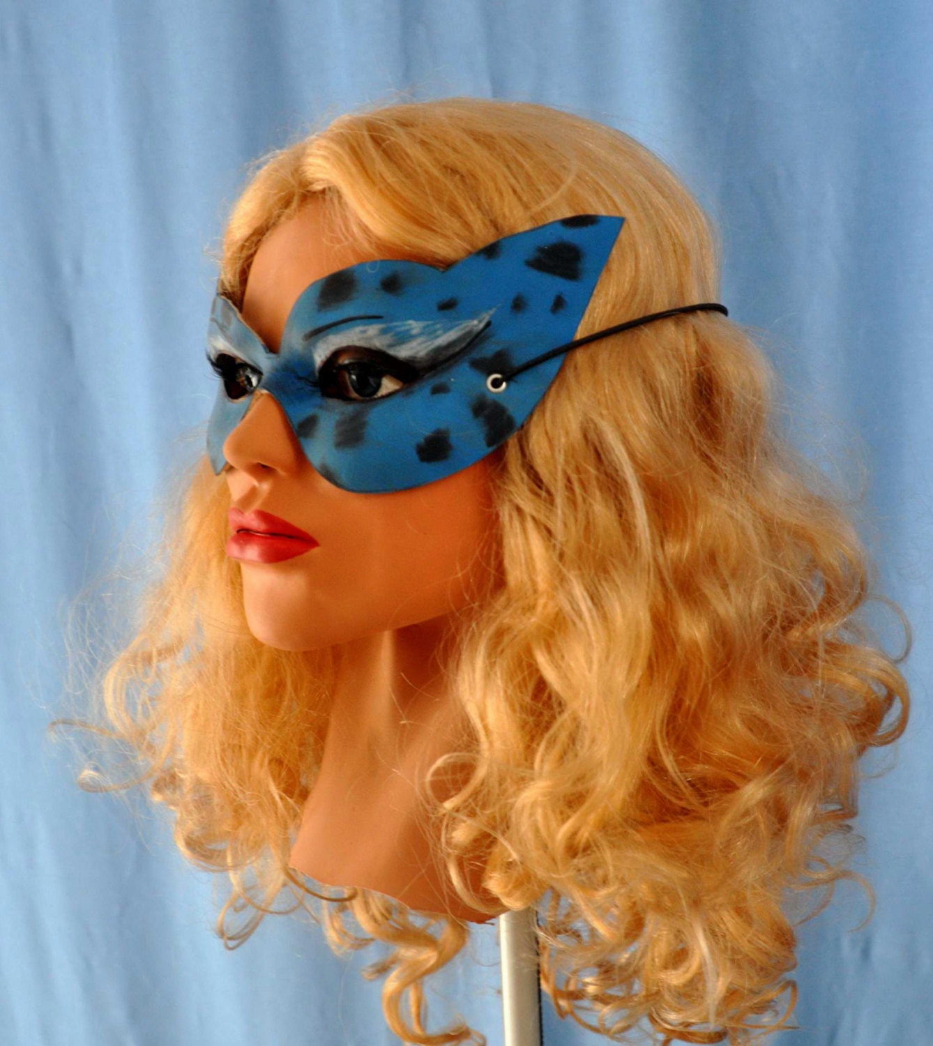 Blue Leopard Mardi Gras Carnival Mask Foam Latex Mask Made in America ...