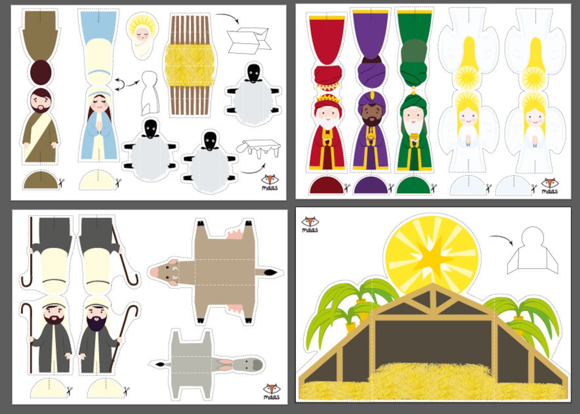 Printable PDF Paper Toy - Nativity - Cut and Fold Paper Toy - DIY Craft ...