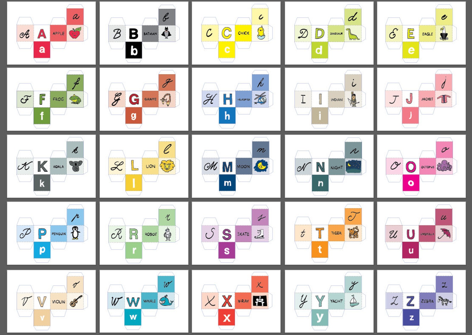 English Alphabet Cubes, Printable PDF Toy - DIY Craft Kit, Paper Toy ...