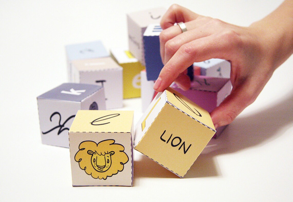 English Alphabet Cubes, Printable PDF Toy - DIY Craft Kit, Paper Toy ...