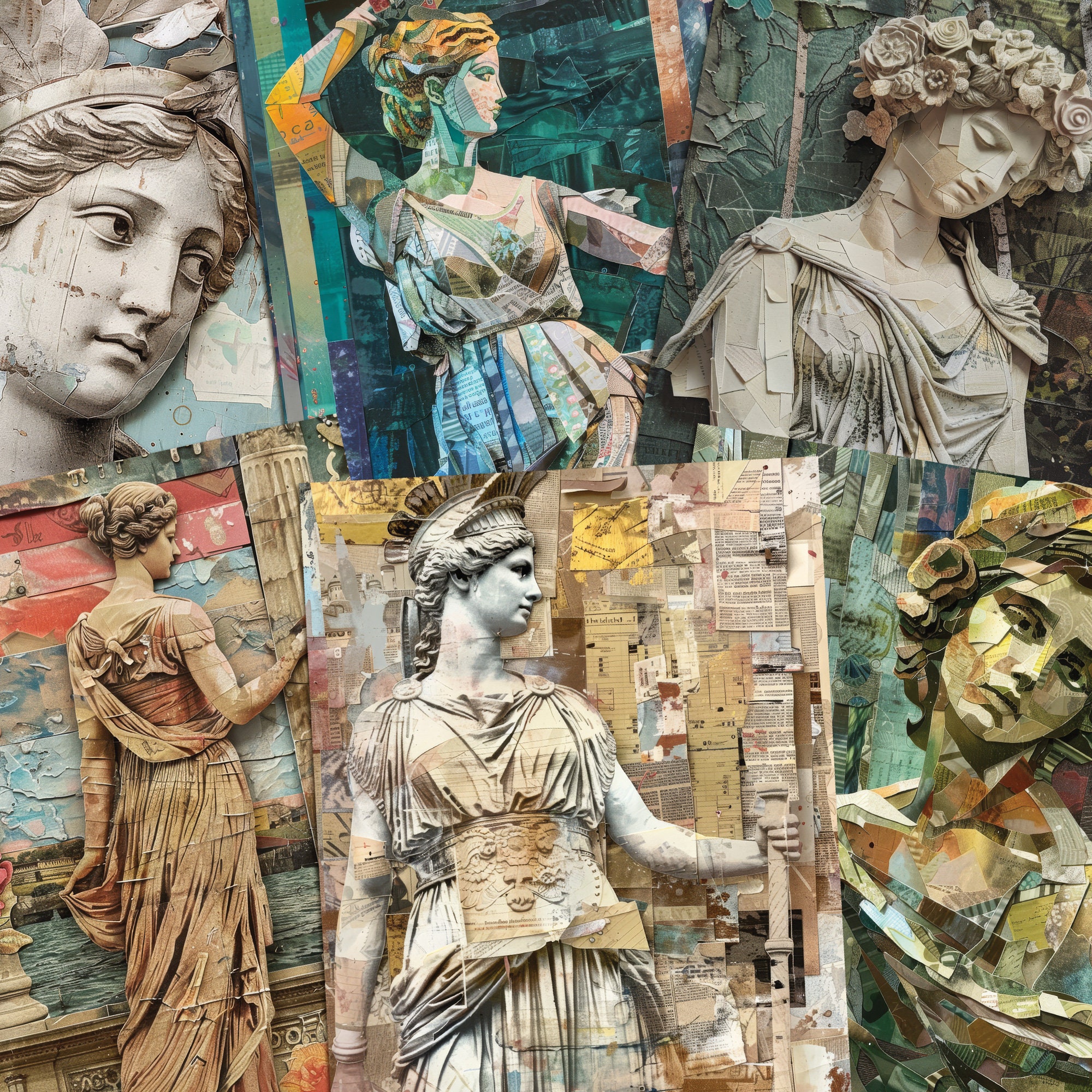 Goddess Diana Collage Digital Paper Pack Mythology Inspired Printable ...