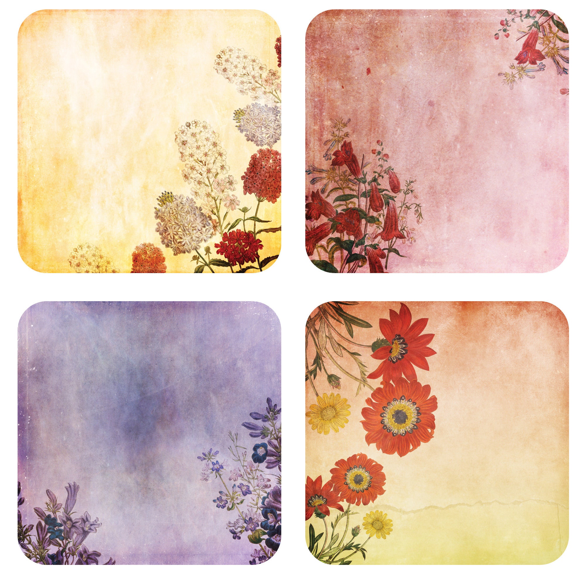 Twilight Blooms Digital Paper Pack, 12x12, Digital Papers for Journals ...