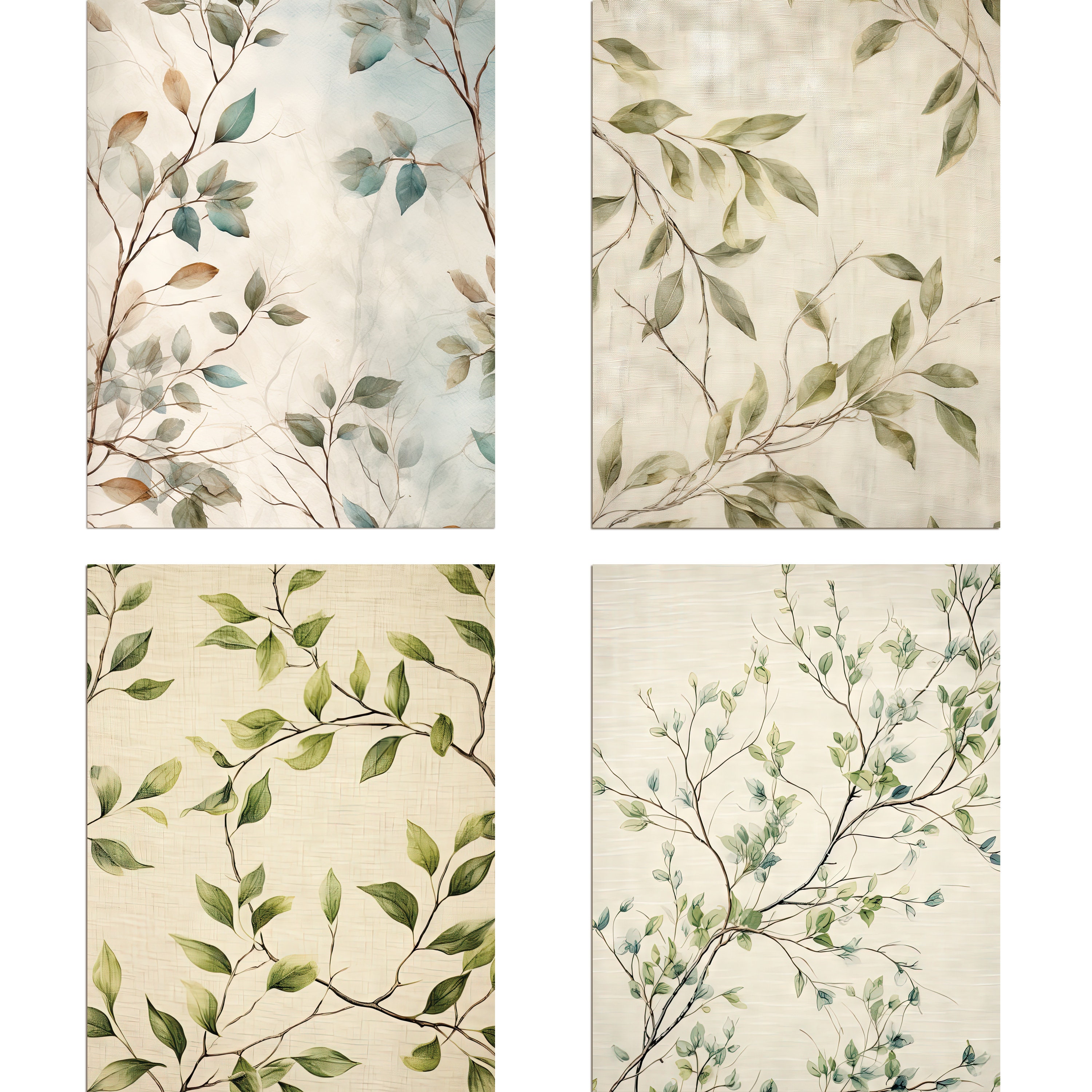 Twig & Leaf Printable Paper: Rustic Scrapbook Paper (digital Download ...