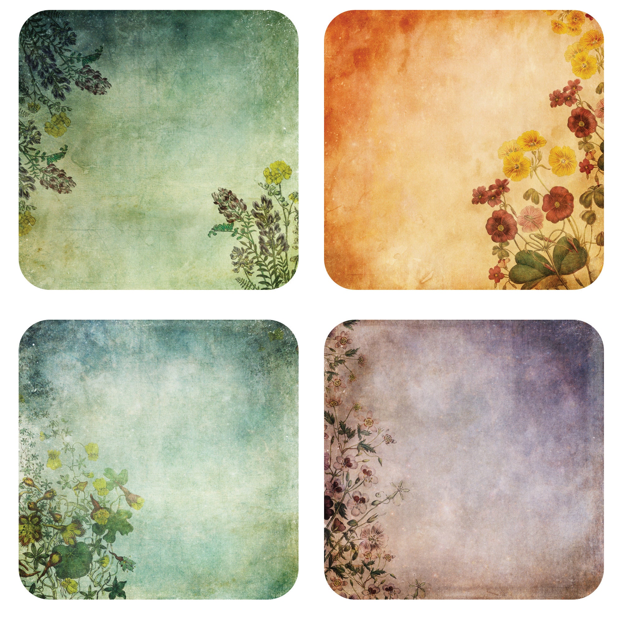 Twilight Blooms Digital Paper Pack, 12x12, Digital Papers for Journals ...