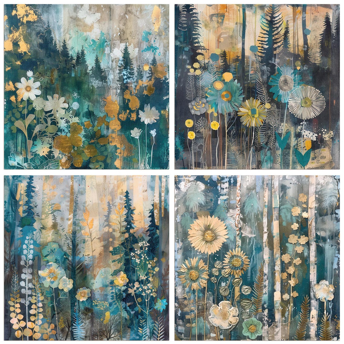 Gilded Forest Digital Paper Pack: Gold Accent Scrapbook Designs ...