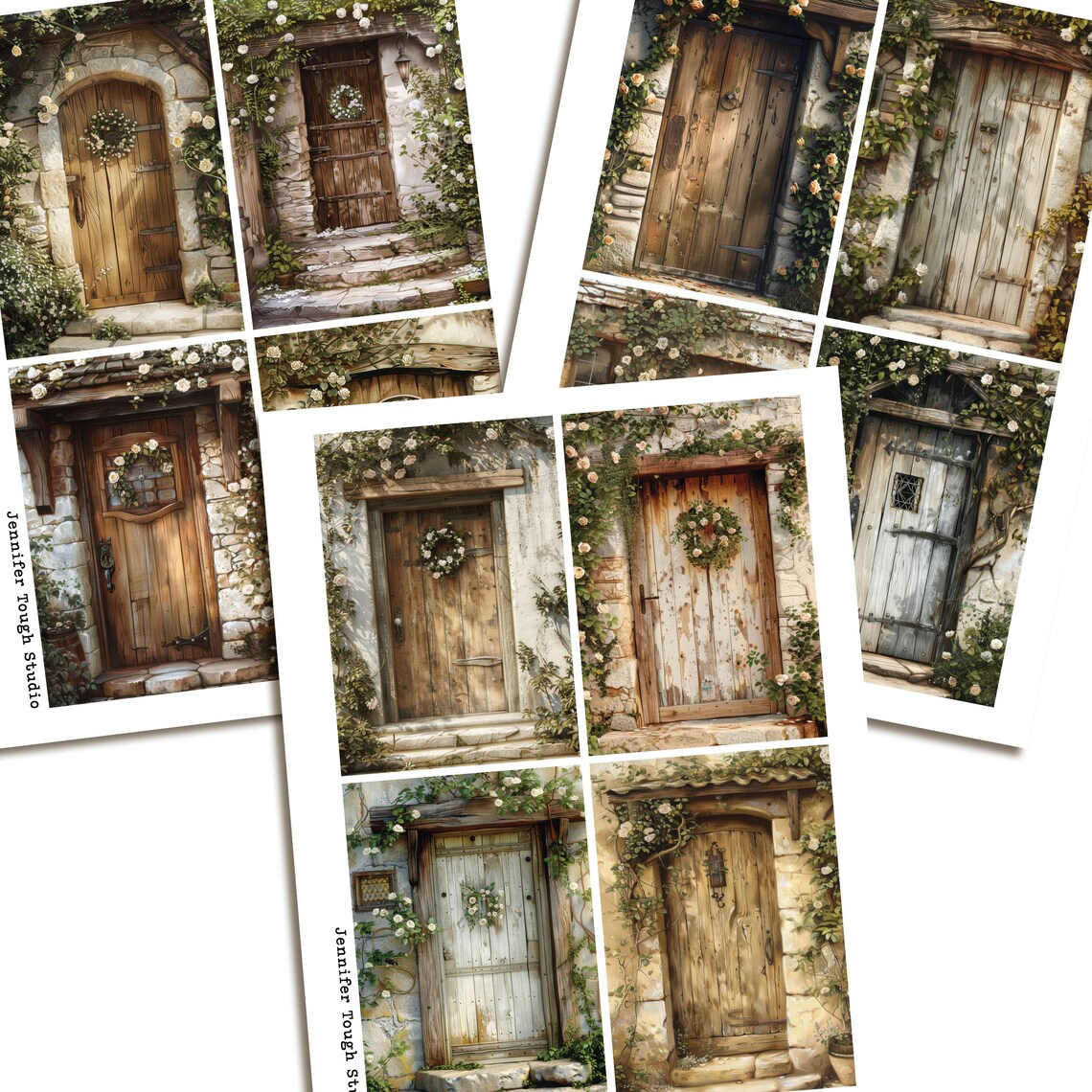 Cottage Doors Digital Paper Pack: Rustic Floral Prints (digital ...