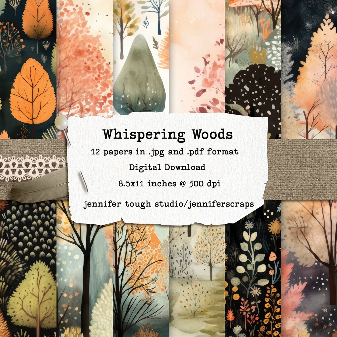 Whispering Woods Digital Paper Pack - 12+4 Bonus Nature-inspired ...
