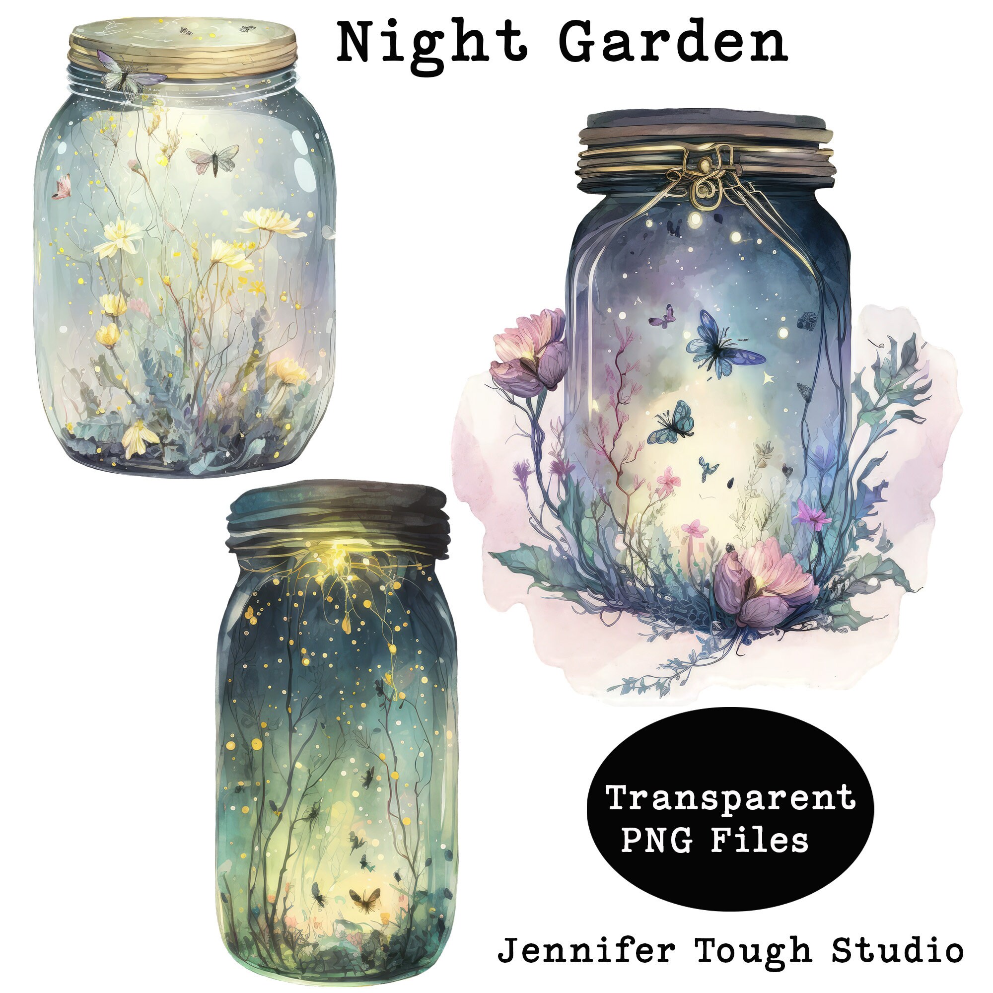 Night Garden Butterfly Firefly Jars Large PNG Files - Etsy Canada