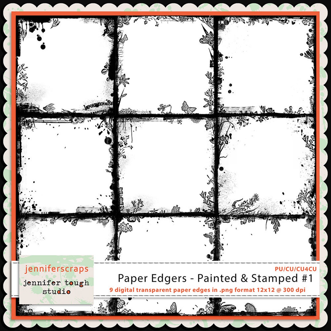 Page Edgers, Set of 9 Digital Paper Butterflies, Floral Overlays, Page ...