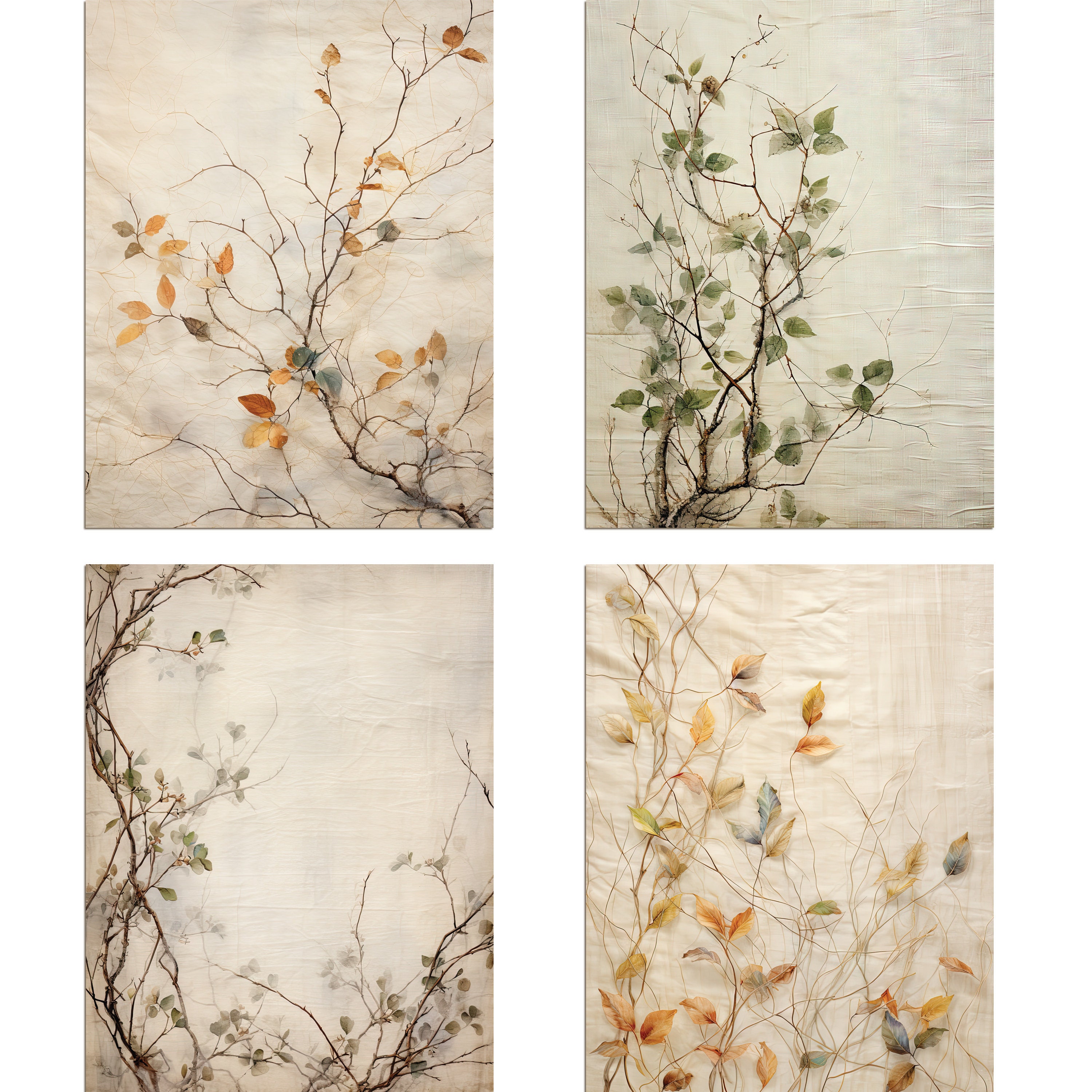Twig & Leaf Printable Paper: Rustic Scrapbook Paper (digital Download ...