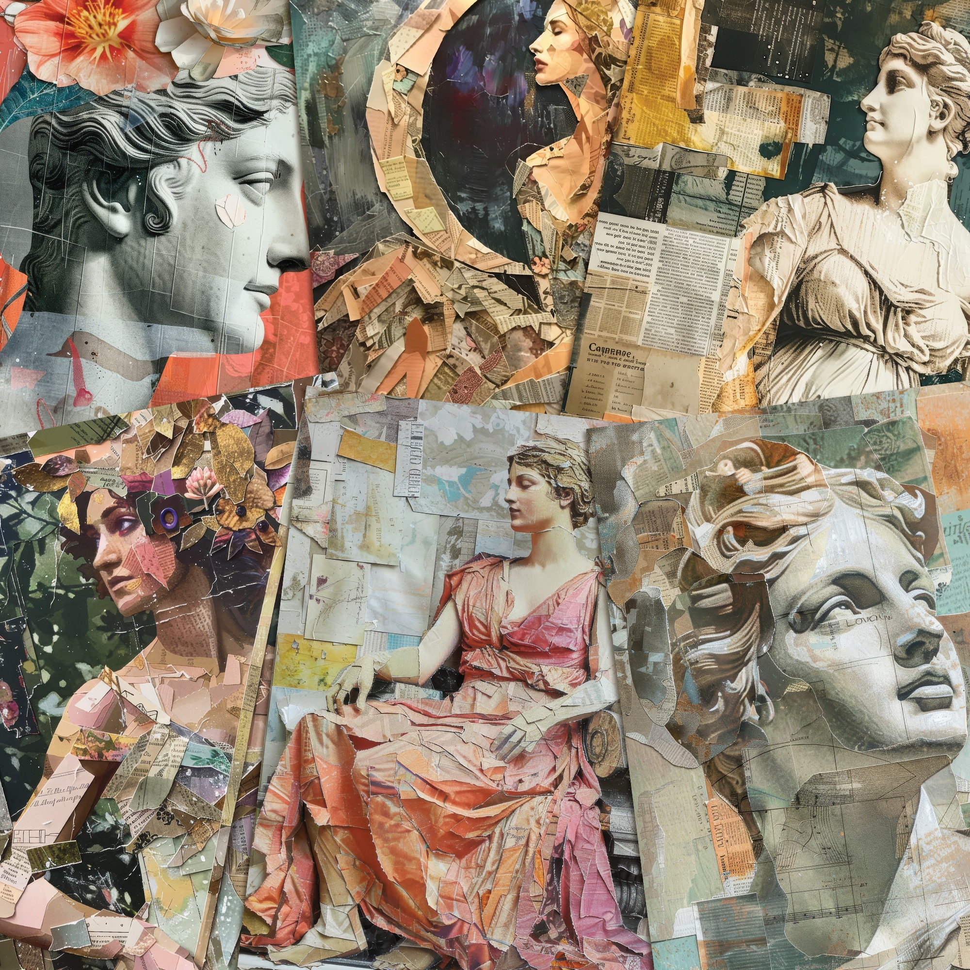 Goddess Diana Collage Digital Paper Pack Mythology Inspired Printable ...