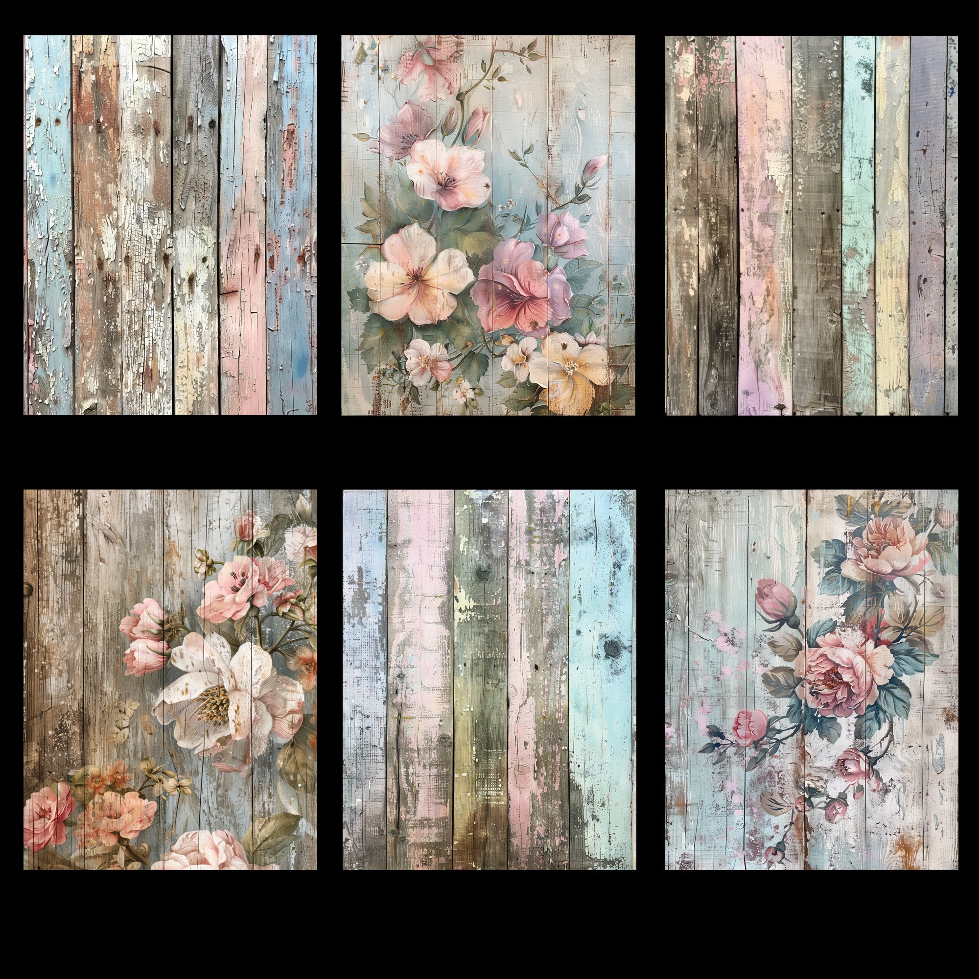 Rustic Elegance Digital Paper Pack 12 High-resolution Shabby Chic ...