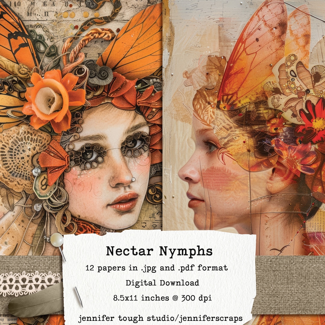 Whimsical Nectar Nymphs Digital Paper Pack Enchanted Butterfly Fairies ...