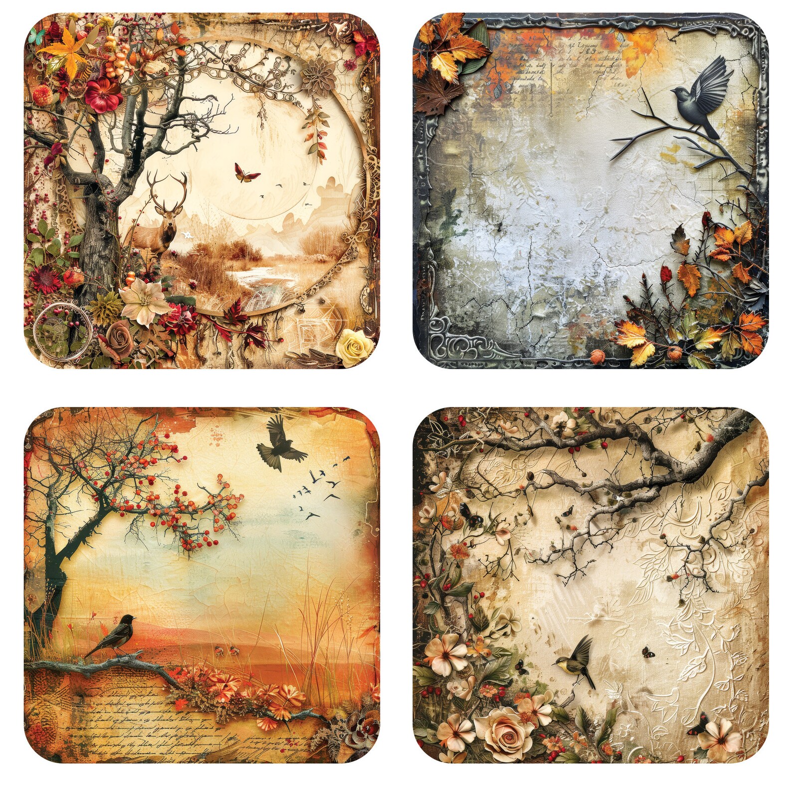 Seasonal Nature Digital Scrapbook Paper Pack: 20 Unique 12x12 ...