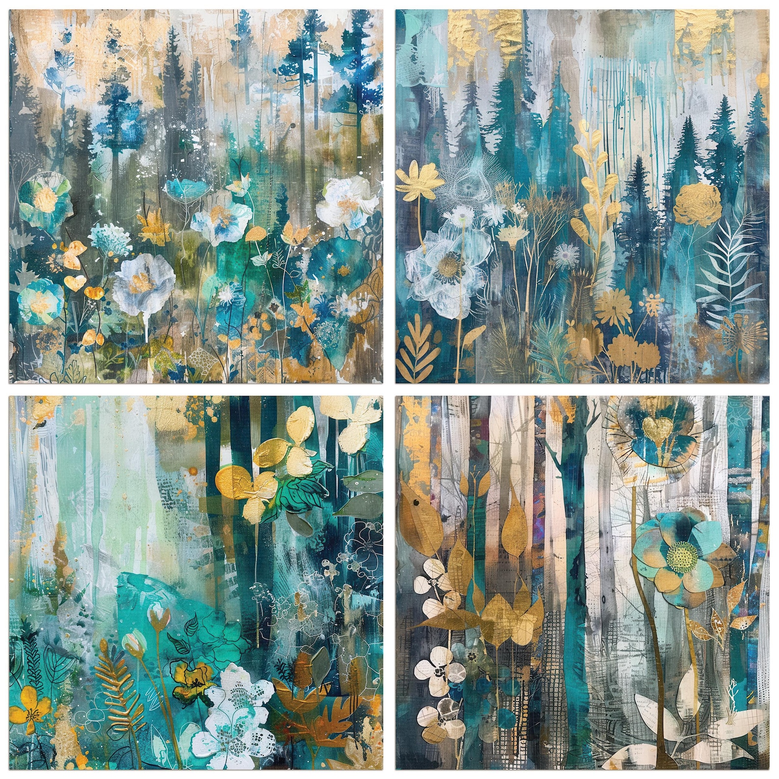 Gilded Forest Digital Paper Pack: Gold Accent Scrapbook Designs ...