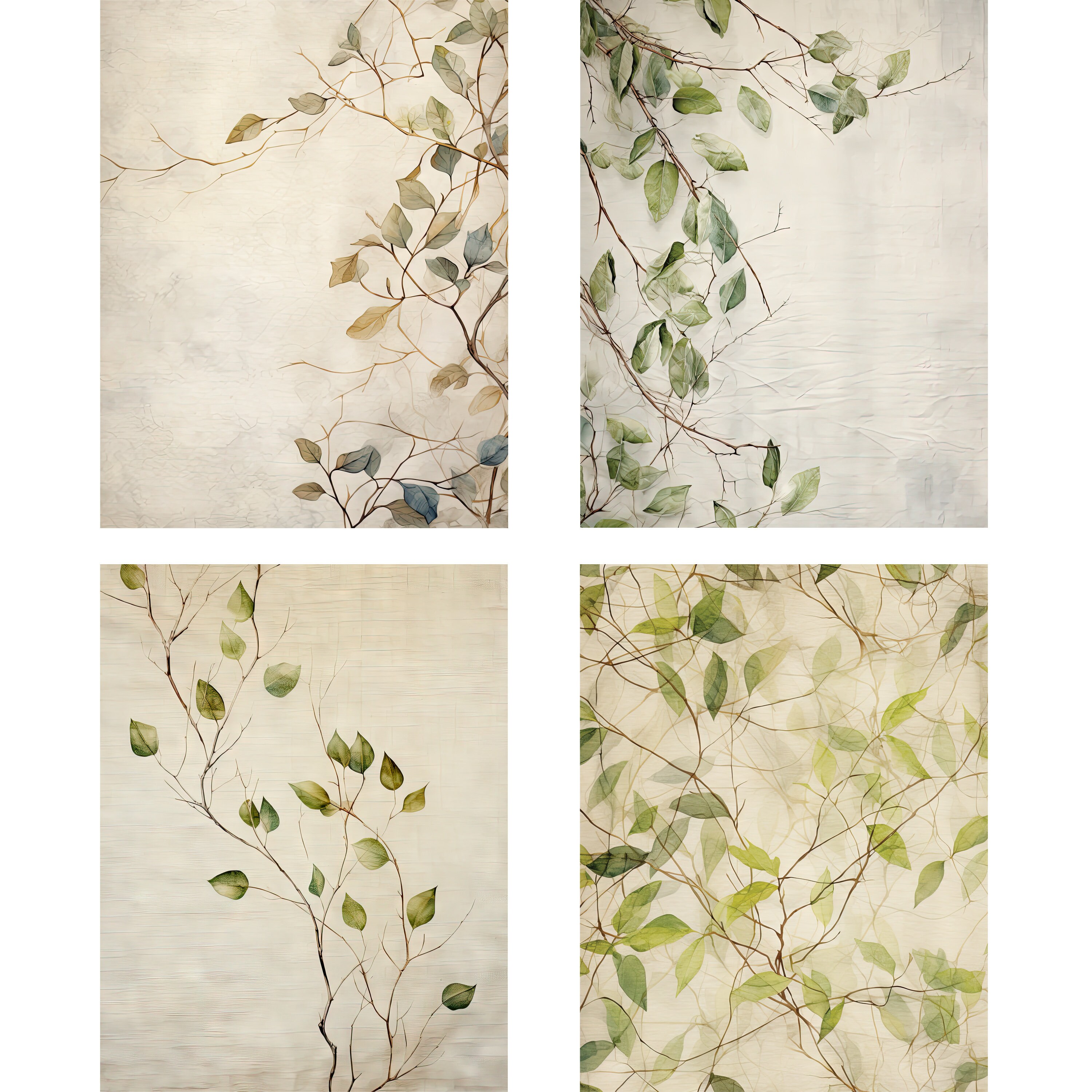 Twig & Leaf Printable Paper: Rustic Scrapbook Paper (digital Download ...