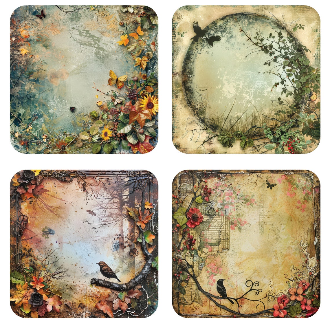 Seasonal Nature Digital Scrapbook Paper Pack: 20 Unique 12x12 ...