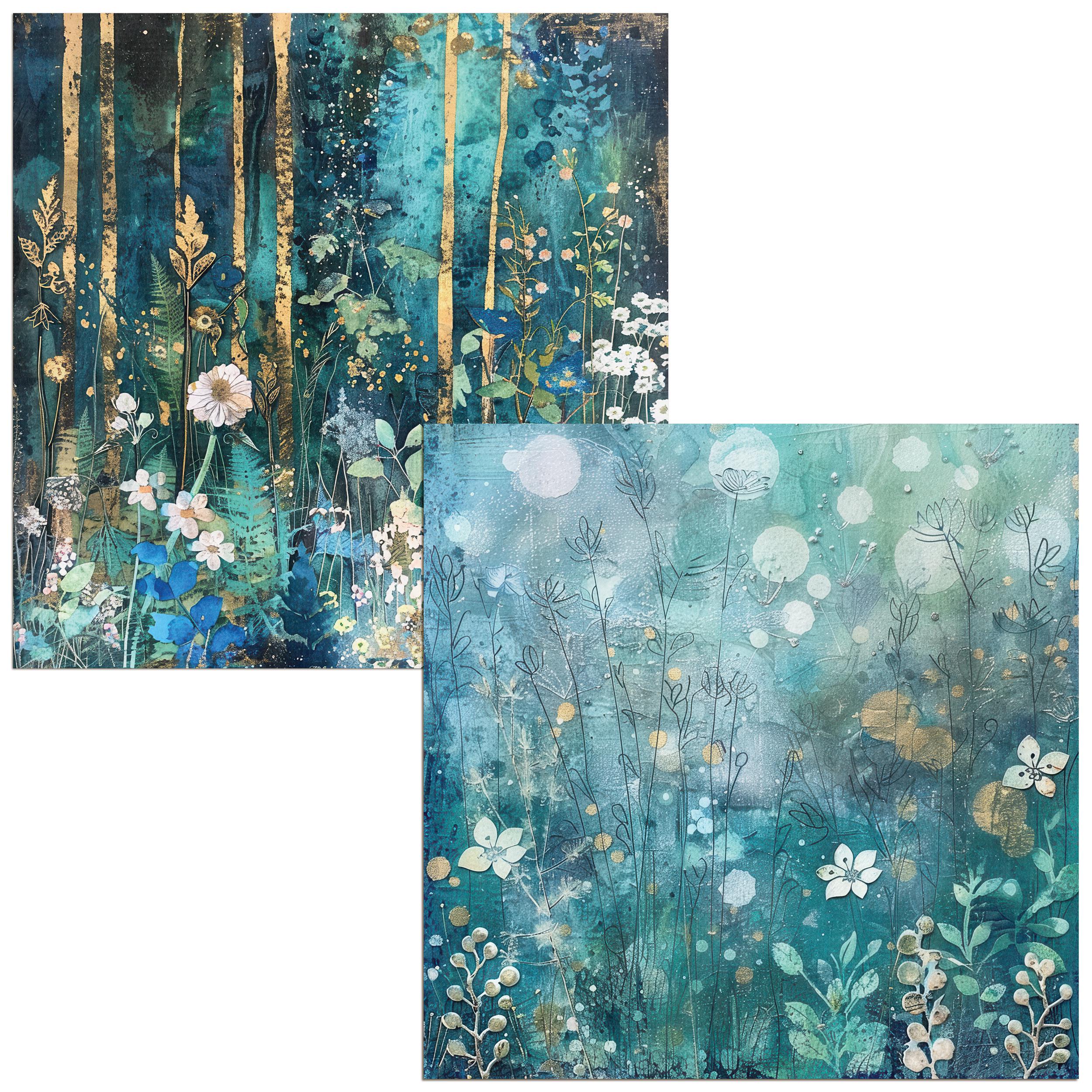 Gilded Forest Digital Paper Pack: Gold Accent Scrapbook Designs ...