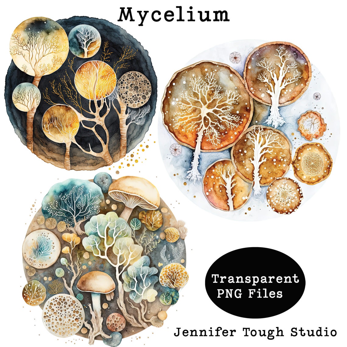 Mycelium Clipart PNG Files, Watercolor Style, Digital Download ...