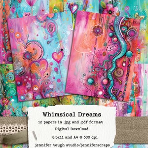 Abstract Digital Paper Pack: Whimsical Dreams, Printable 8.5x11 & A4 ...
