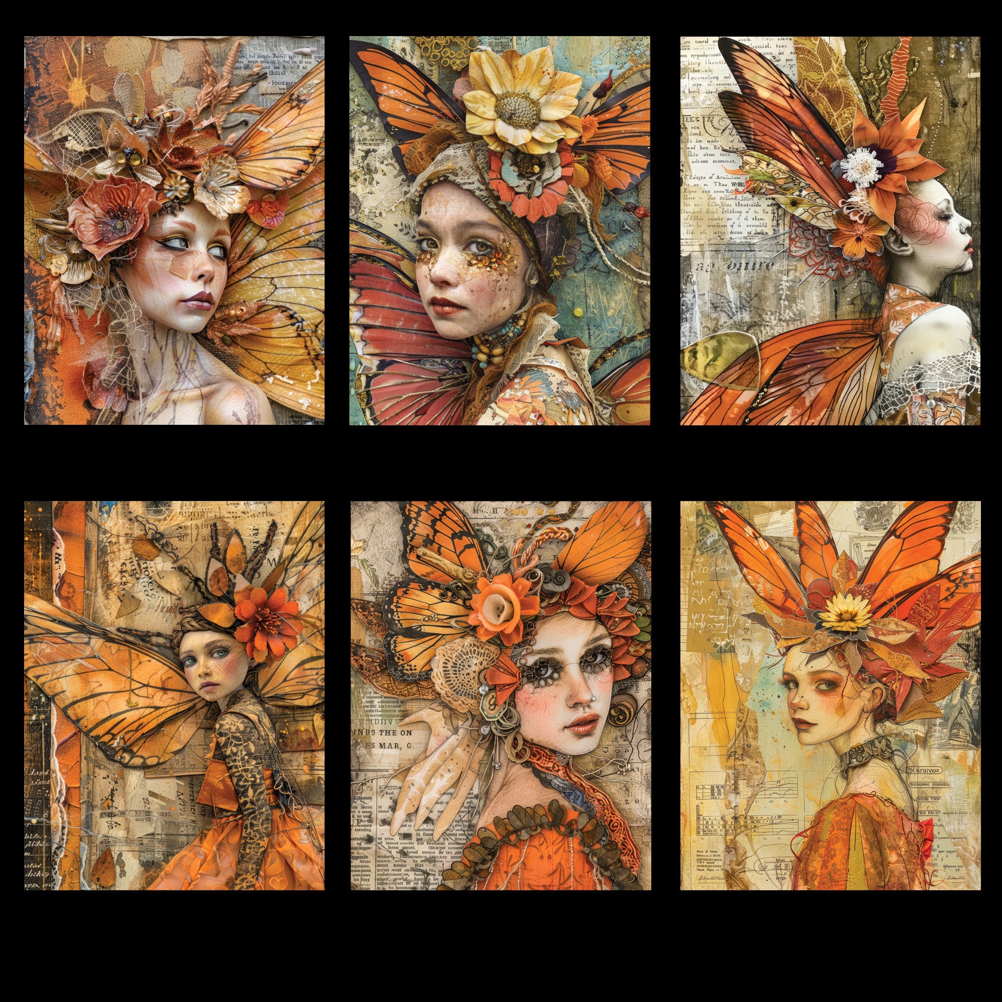 Whimsical Nectar Nymphs Digital Paper Pack Enchanted Butterfly Fairies ...