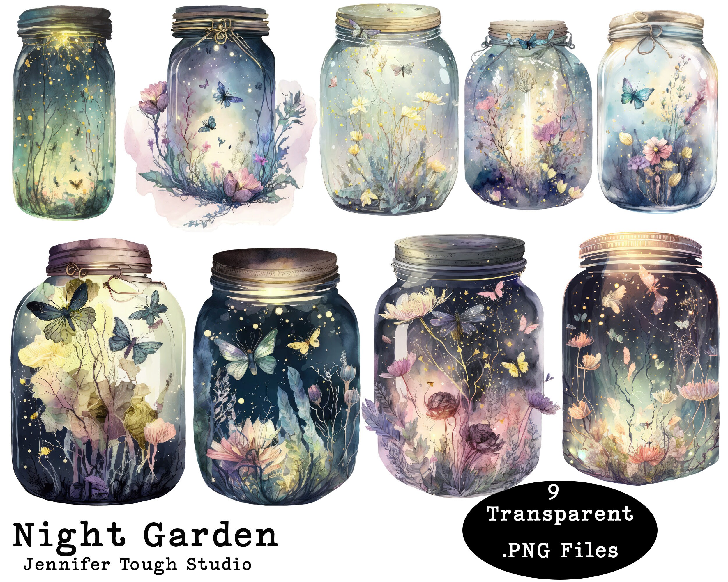 Night Garden Butterfly Firefly Jars Large PNG Files - Etsy Canada