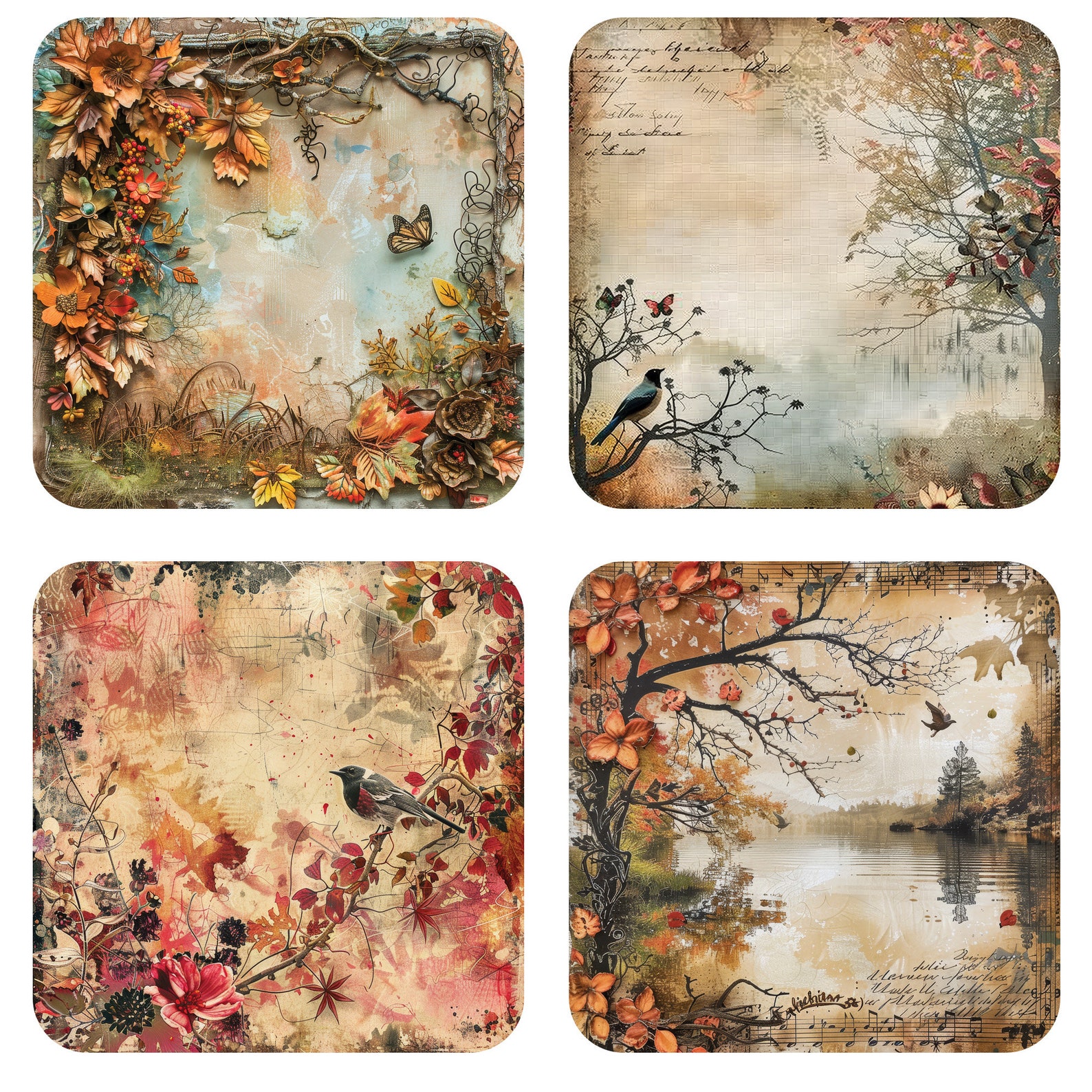 Seasonal Nature Digital Scrapbook Paper Pack: 20 Unique 12x12 ...