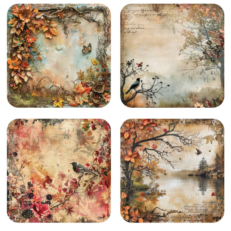 Seasonal Nature Digital Scrapbook Paper Pack: 20 Unique 12x12 ...
