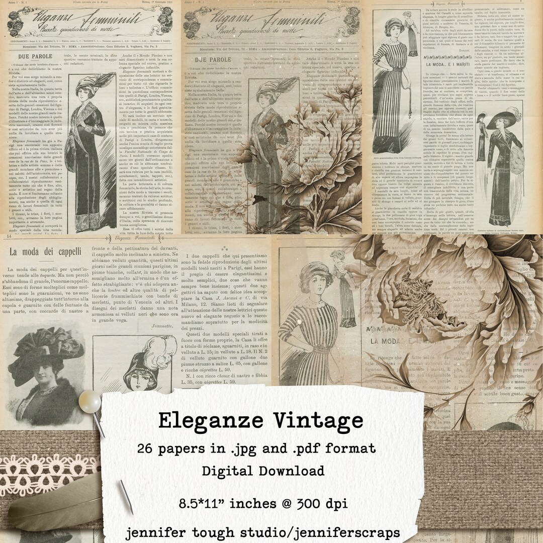 Vintage Ephemera, 1911 Italian Fashion Magazine, 26 Vintage Digital ...