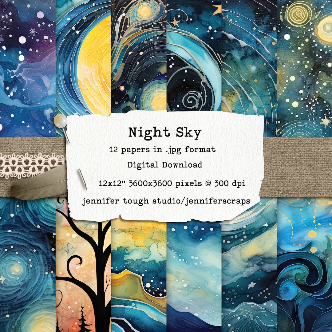 Night Sky Digital Paper Pack: Aurora Borealis Backgrounds (digital ...