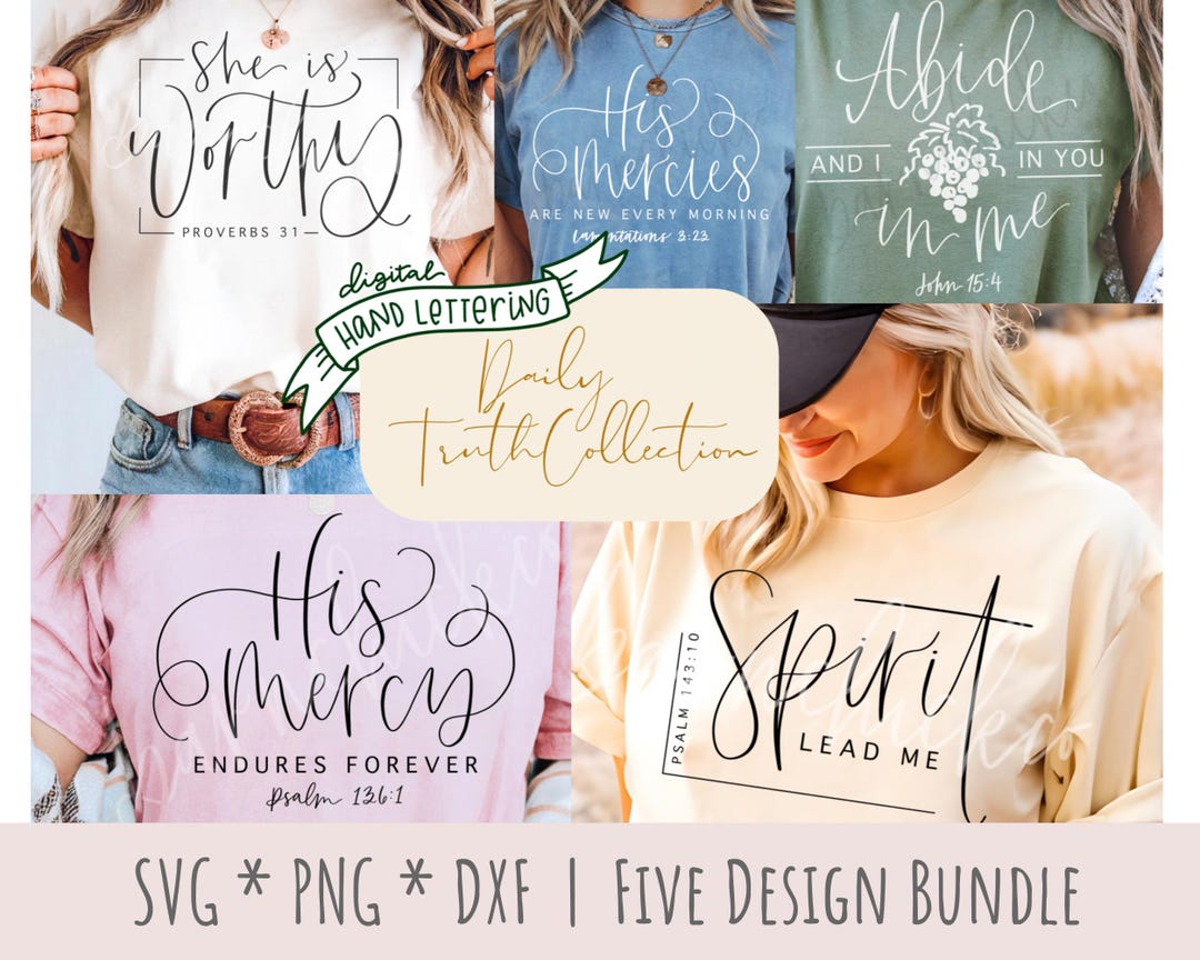 Christian Bible Verse SVG PNG Bundle: Hand-lettered Designs (digital ...
