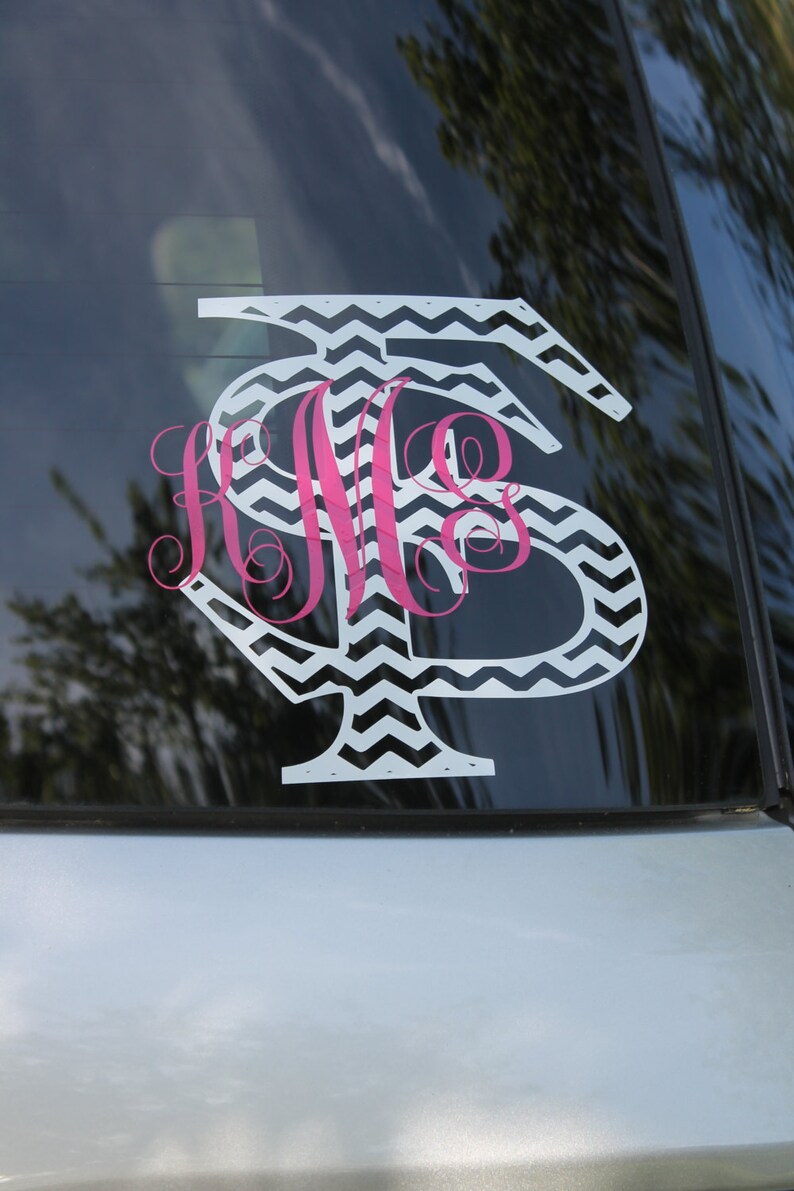 Monogram Chevron FSU Vinyl Decal - Etsy