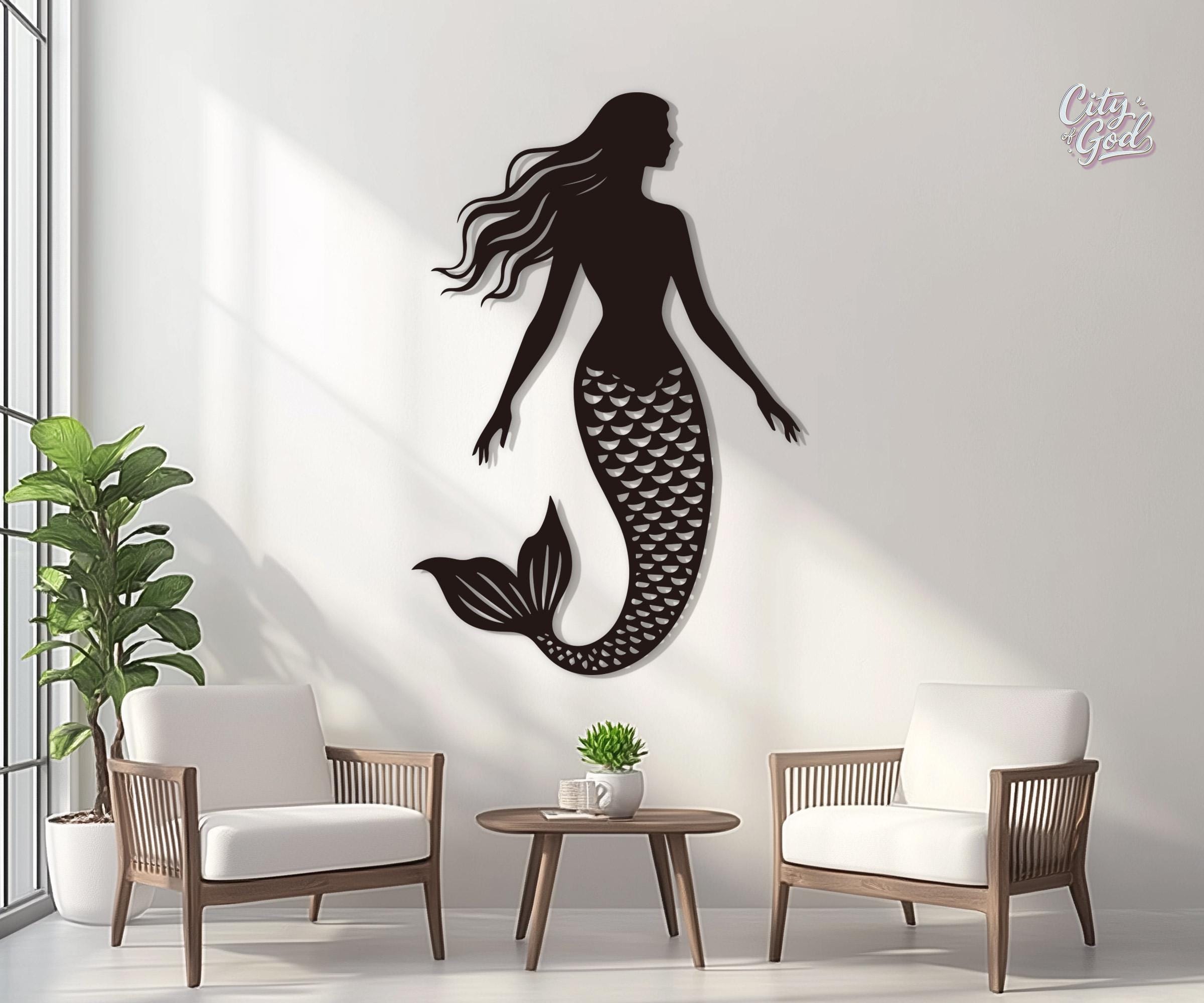 Metal Mermaid Wall Art: Modern Rustic Silhouette Decor - Etsy