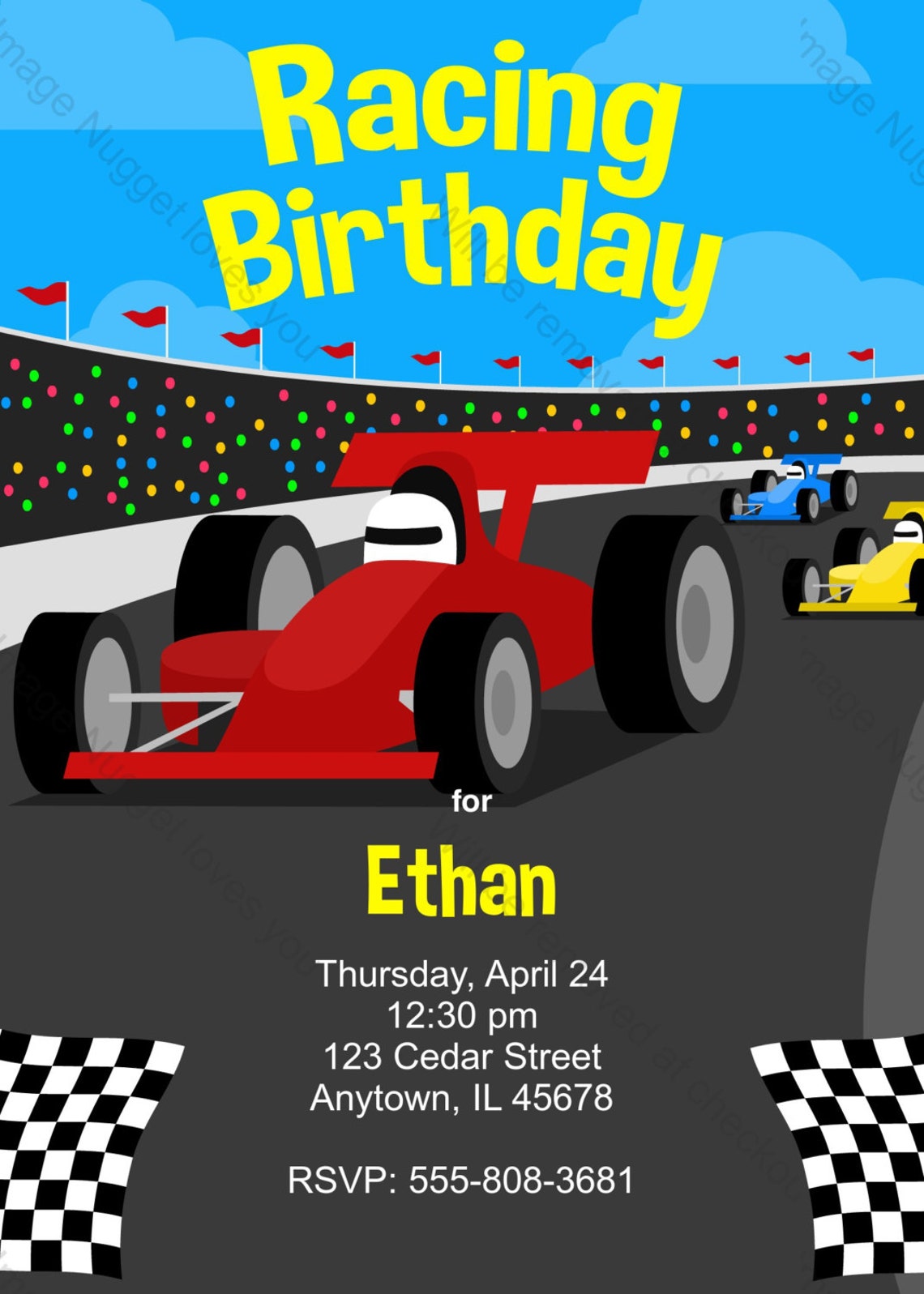 Race Car F1 Birthday Invitation - Printable Design, Customizable ...