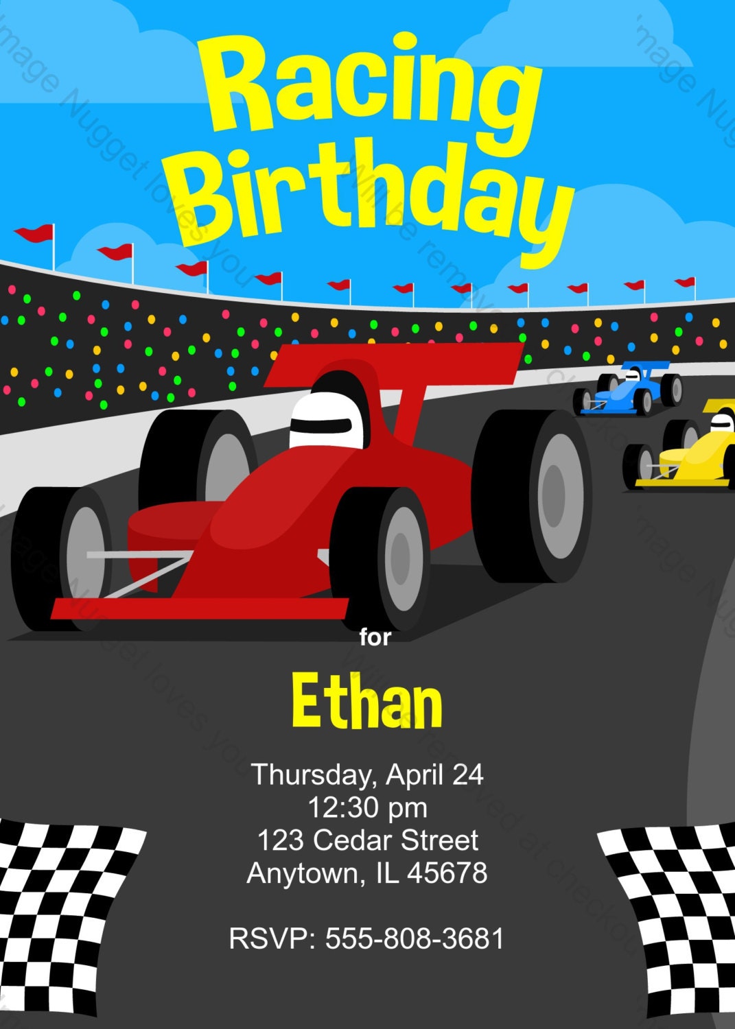 Race Car F1 Birthday Invitation - Printable Design, Customizable ...