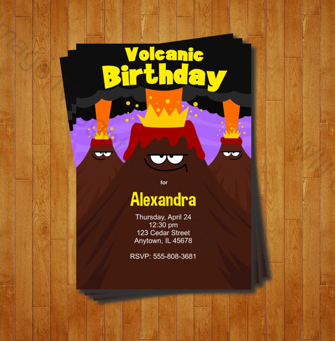 Volcano Birthday Invitation - Printable Design, Customizable, Instant ...