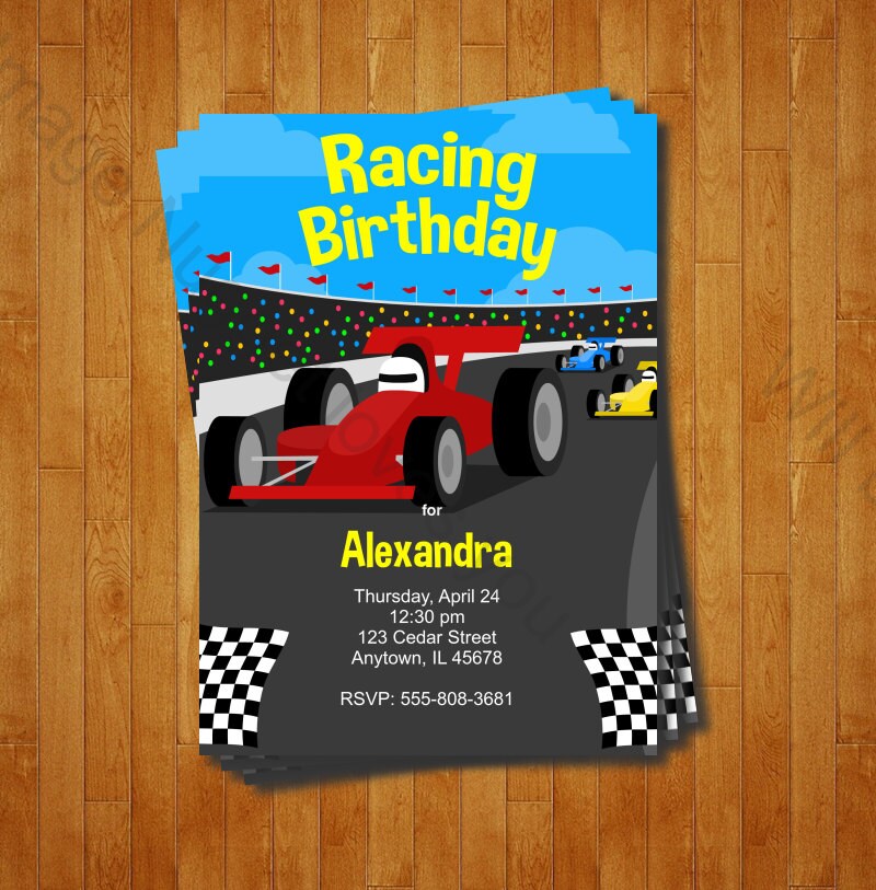 Race Car F1 Birthday Invitation - Printable Design, Customizable ...