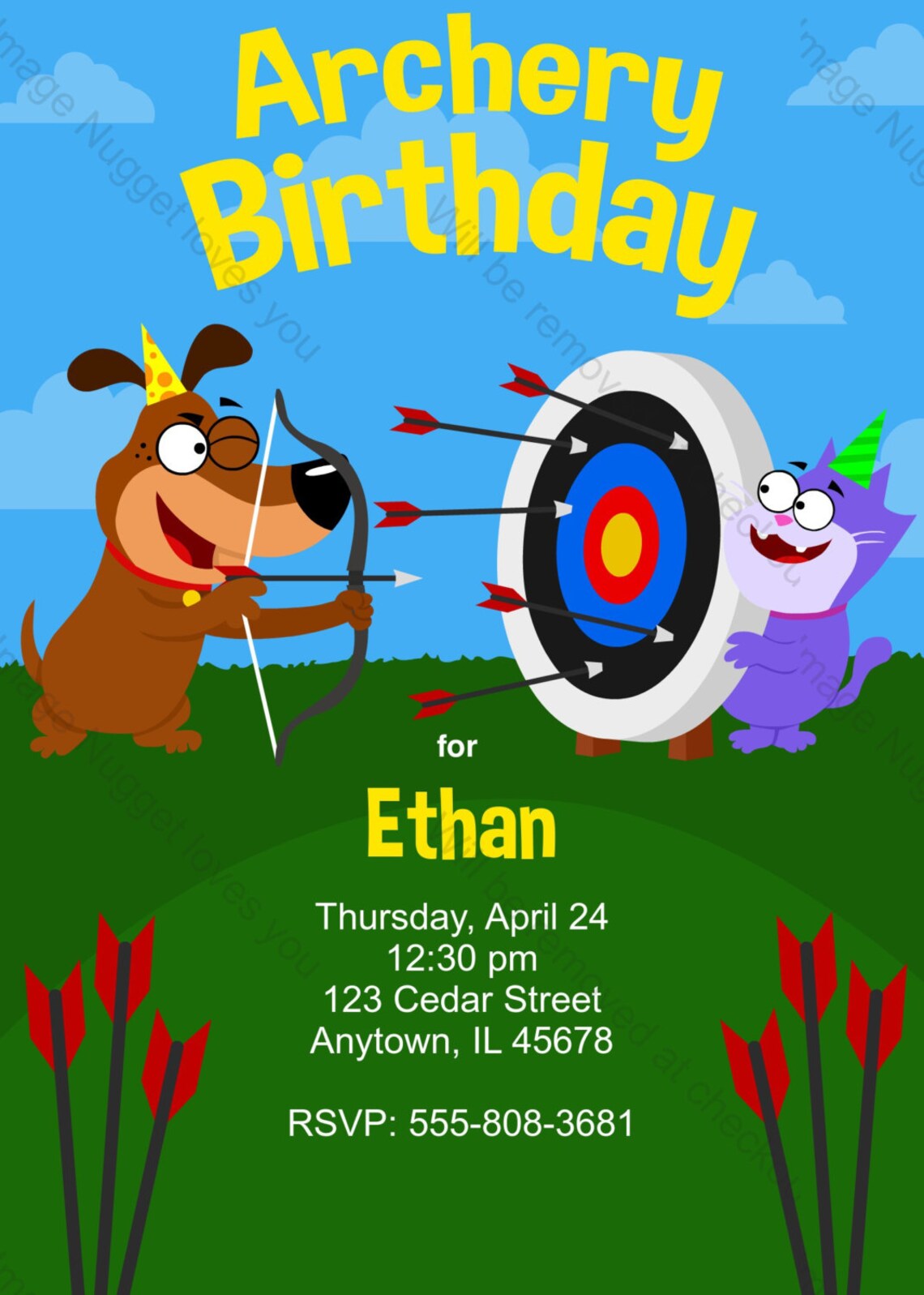 Archery Birthday Party Invitation - Printable Birthday Invite for a ...