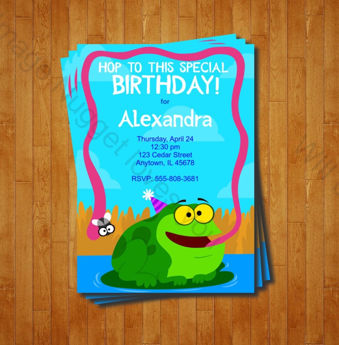Frog Party Invitation - Printable Birthday Invite for a Frog Birthday ...