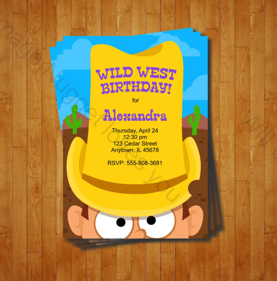 Cowboy Wild West Party Invitation - Printable Birthday Invite for a ...