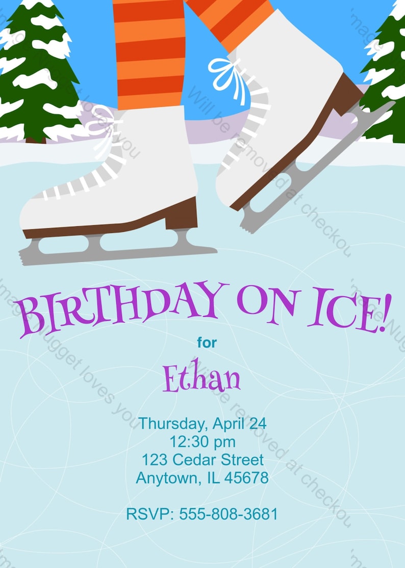 Ice Skating Party Invitation - Printable Birthday Invite for an Ice ...