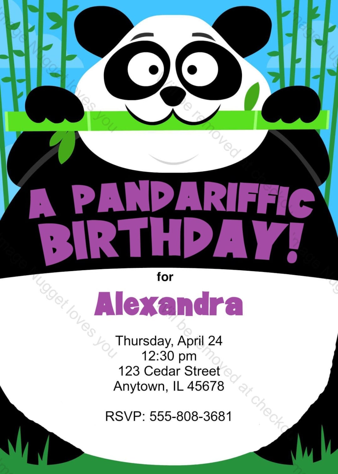 Panda Birthday Invitation - Printable Design, Customizable, Instant ...