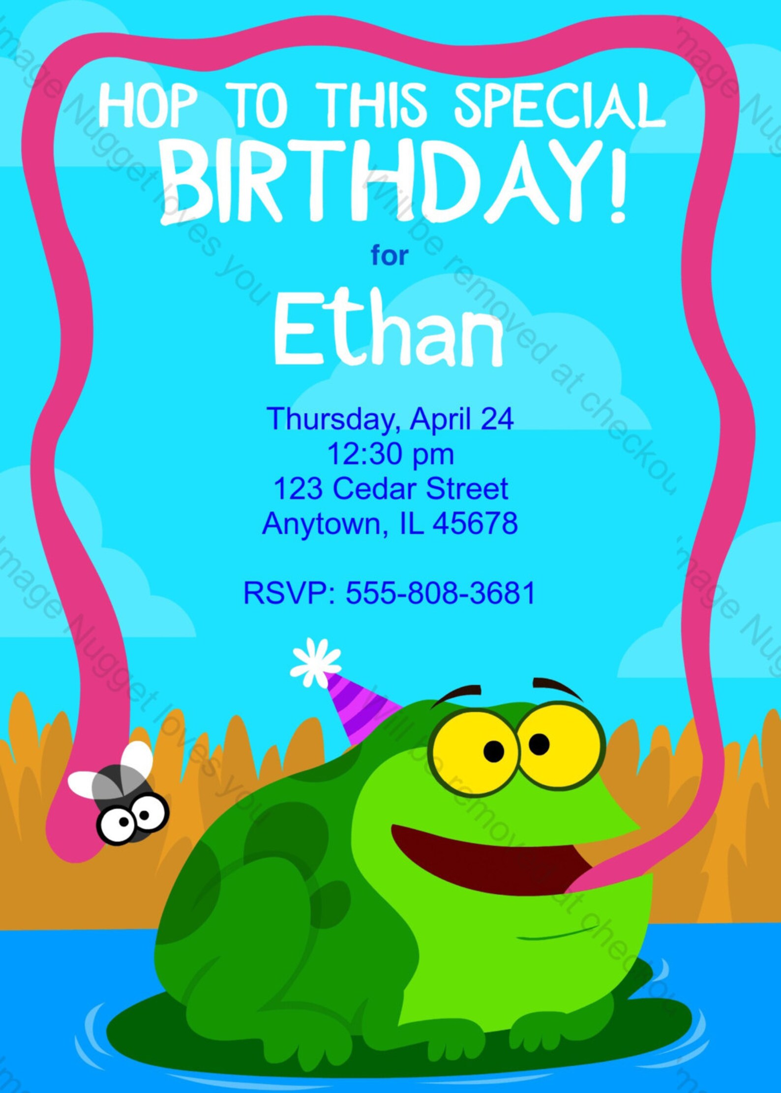 Frog Party Invitation - Printable Birthday Invite for a Frog Birthday ...